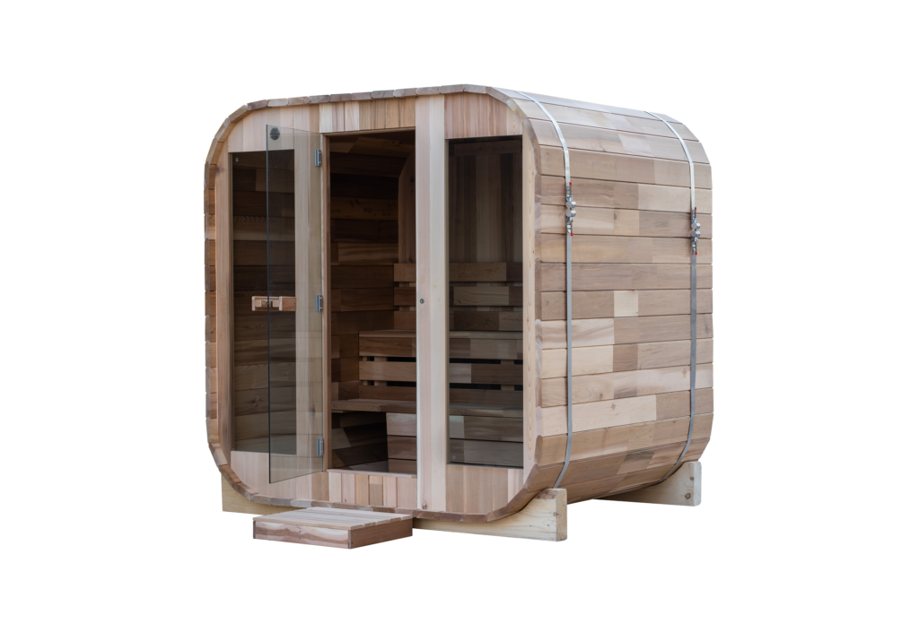 Western Red Cedar Square Barrel Sauna 10 Person - Shym Saunas