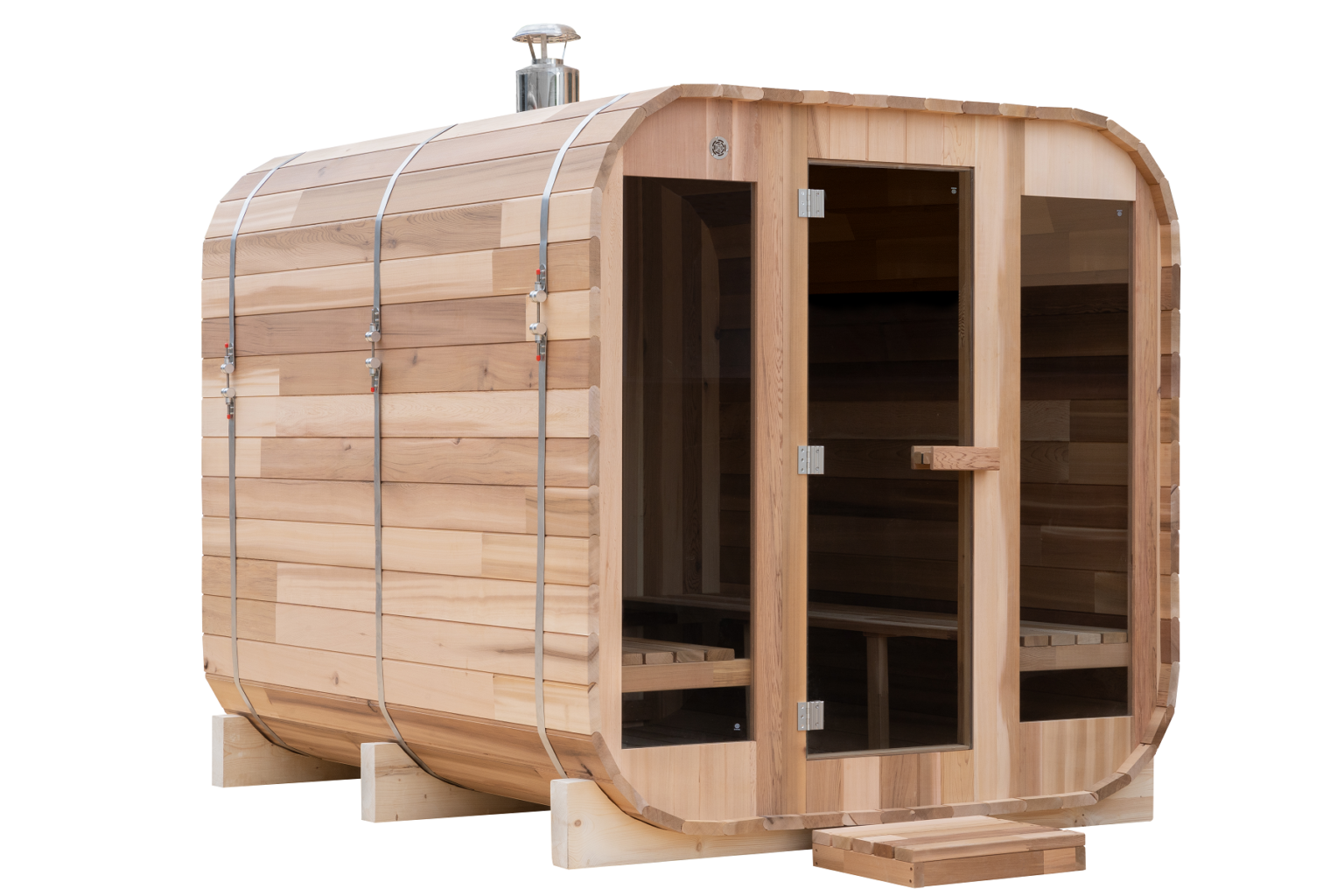 Western Red Cedar Square Barrel Sauna 10 Person - Shym Saunas