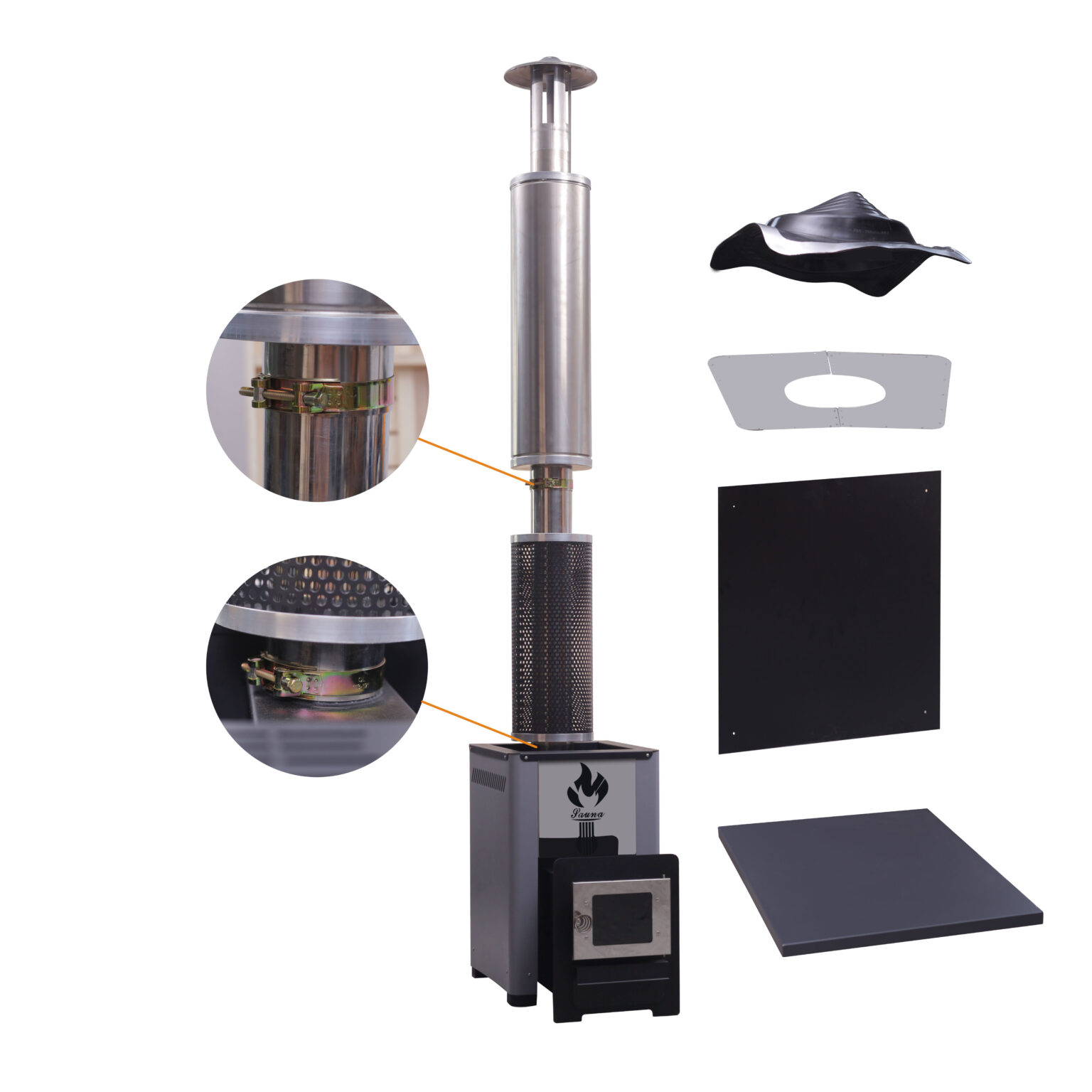 Wood Burning Sauna Stove with Flue Kit 15KW - Shym Saunas