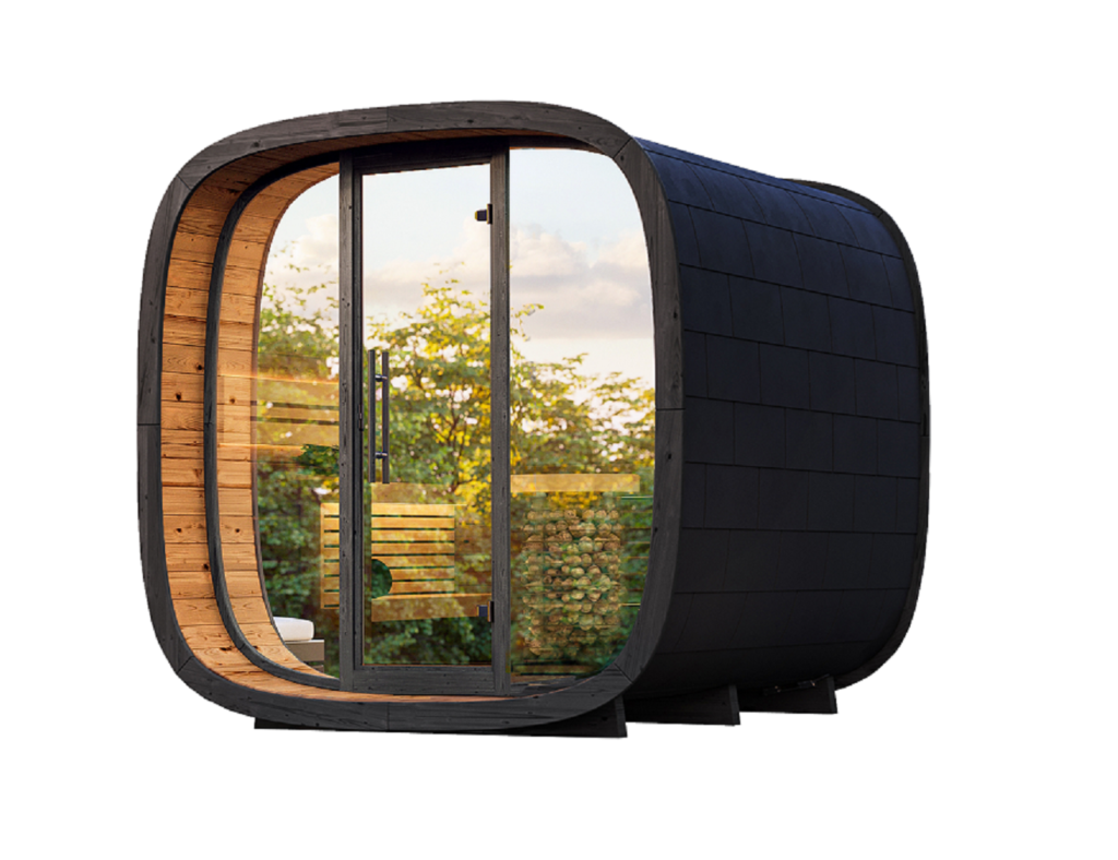 Outdoor Spruce CUBE Log Sauna (4 - 10 Person) - Shym Saunas